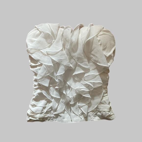 Vintage | Tops | Y2k Body Central White Ruffle Strapless Corset Tube ...